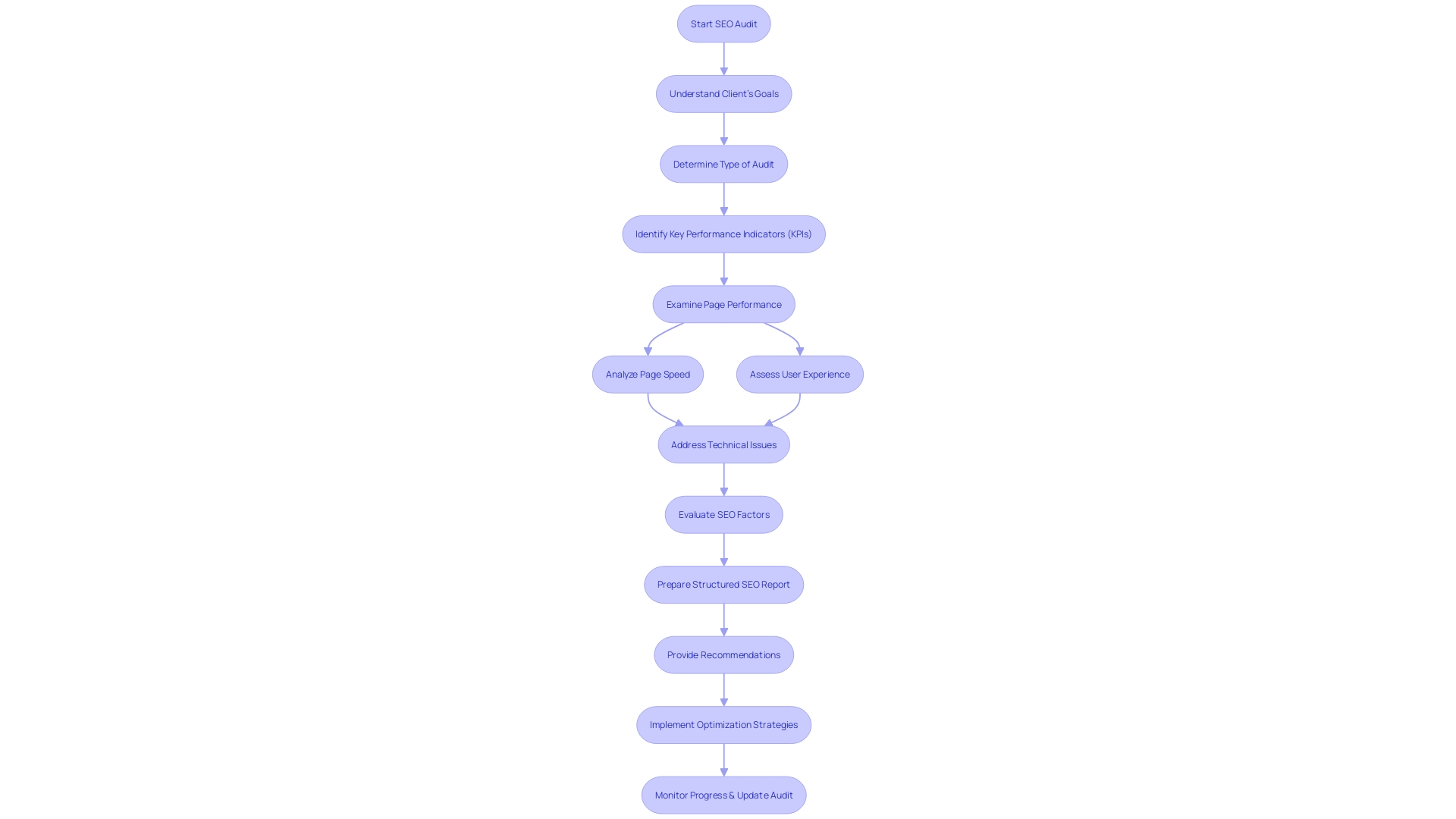 Flowchart illustrating the process of an SEO audit
